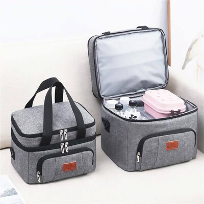 Multifunctional Double Layers Tote Cooler Lunch Bags for Wom