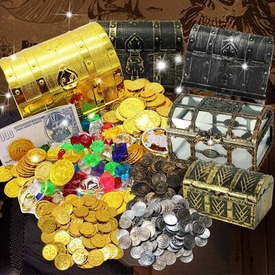 Vintage Transparent Pirate reasure Storage Box Crystal Gem J