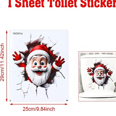 Christmas Santa Claus Toilet Sticker New Year decoration