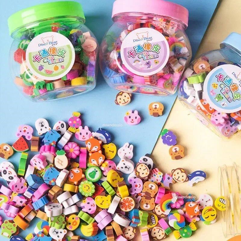 50pcs/set Cute Rubber Eraser Creative Animal Fruit Pencil Er
