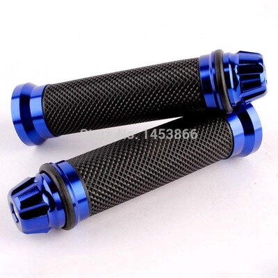 Blue Motorcycle Aluminum Rubber GEL 7/8" 22mm CNC Handl