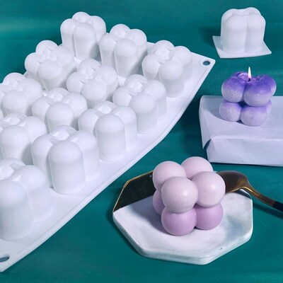 .3D Cube Candle Silicone Mold Non-Stick Bubble Aromatherapy