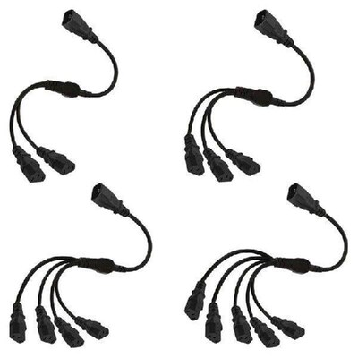 3-Prong C14 to IEC320-C13 Connector Adapter Cord Male Plug