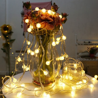 led fairy lights string bubble ball battery power waterproof