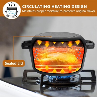 Cast Iron Dutch Oven Deep Pot Skillet Frying Pan Bread