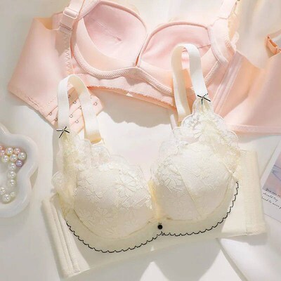 Thin Cup Breathable No Underwire Bra Gathered Anti-Sagging W