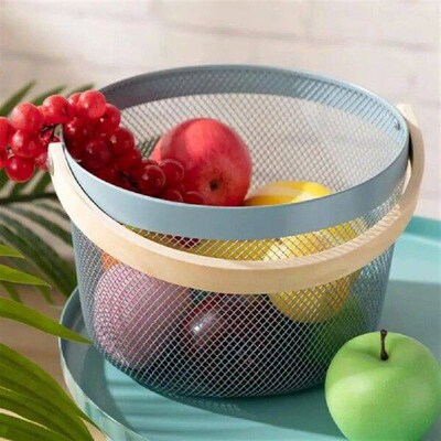 Easy to Carry Food Basket Round Mesh Design Basket Sturdy