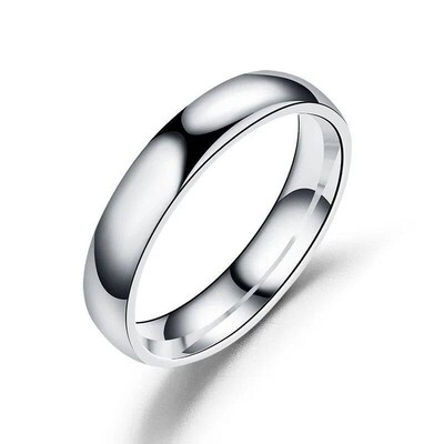 Simple 4mm 6mm Titanium Ring Women Men Prevent Allergy High