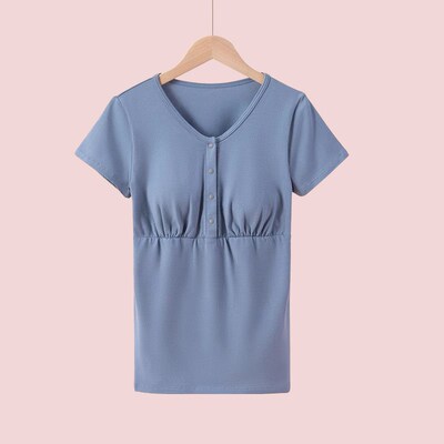 Postpartum Lactating Cotton Front Button Short-sleeved rendy