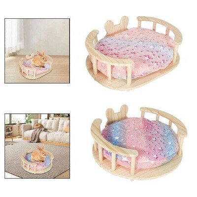 Wooden Rabbit Bed Detachable Cute Shape Small Pets House