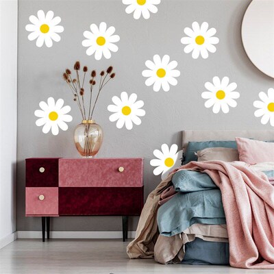 Simple Daisy Wall Sticker for Living Room Bedroom ATW050YW S