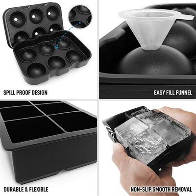 Silicone ice cube tray bar whiskey large square ice mold wit