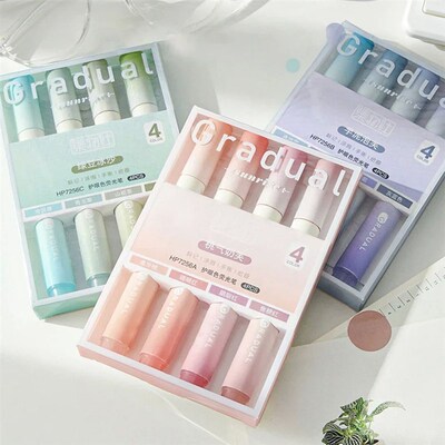 4Pcs/set Macaron Highlighters Color Gradient Highlighter Pen