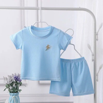 1-7Y Baby Boy Clothes Set Summer Breathe Ice Silk Toddler Gi
