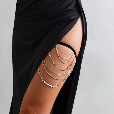 Boho Sexy Elastic Band Bandage Leg Thigh Chain for Women Bik