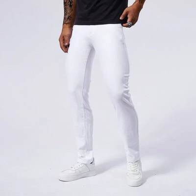 Mens White Casual Jeans New Denim Pants Comfortable Fashion