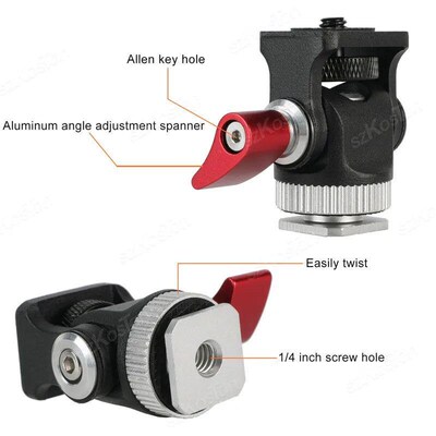 Monitor Mount Holder Tripod Head with Cold Shoe Mount Adapte
