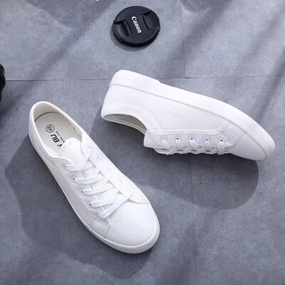 Unisex White  Shoes Casual Summer Vulcanized Shoes Lace-up S