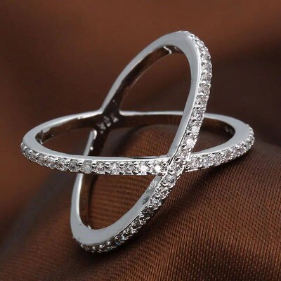 Fashion Rhinestone Wedding Ring For Women Zircon Silver Colo