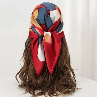 70x70cm 2023 Fashion Luxury Women Satin Silk Shawl Square Sc