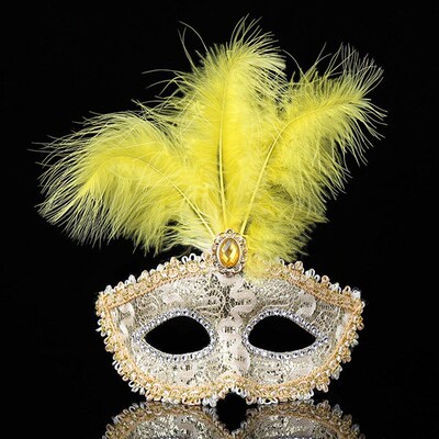 Makeup Masked Mysterious Ball Leather Lace Feather Semi Mask