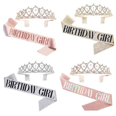 Bling Rhinetone Crytal Crown Tiara Birthd Anniverary Decorat