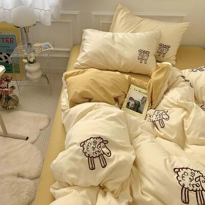 4 pcs bed sheets set beddings cotton flat sheet pillowcases