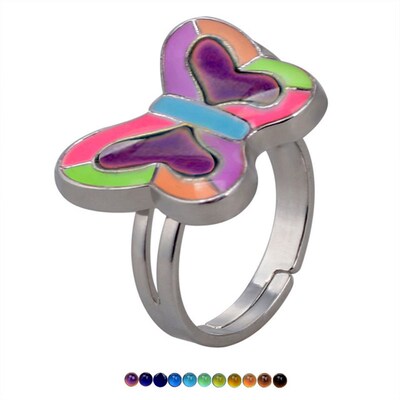 Big Peach Heart Mood Ring Color Change  Adjustable Emotion F