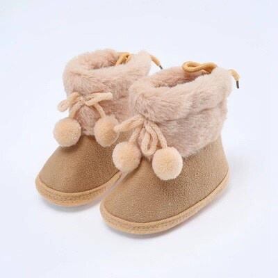 Baywell Winter Furry Snow Boots - Soft Sole First Walkers Sh