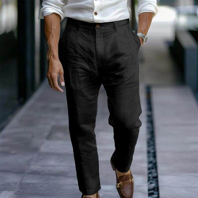 Mens youth linen diagonal pocket outdoor breathable pants