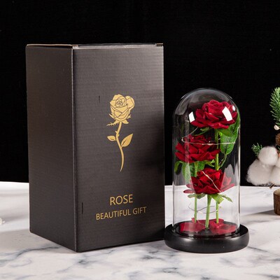 Three Simulated Roses Glass ver Ornaments Eternal Flower Dri