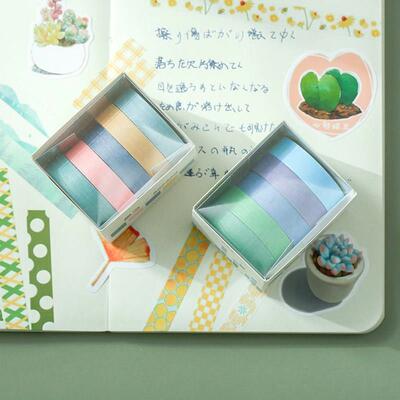 5 Pcs Basic Color Floral Masking Washi Tape Set Diy Decorati