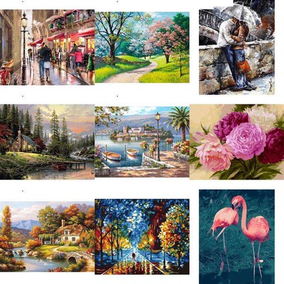 Diy Paint By Numbers Landscape Drawing On Canvas Home decor