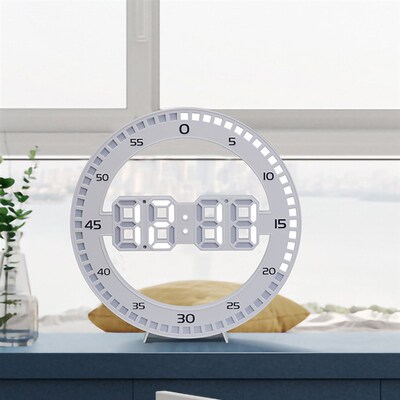 Silent 3D Digital Circular Luminous LED Wall Clock Alarm wit
