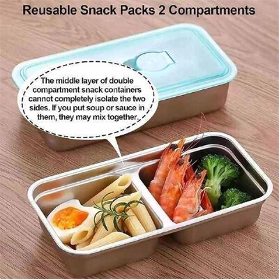 Stainless Steel Snack Containers 2 Compartment Snack Box