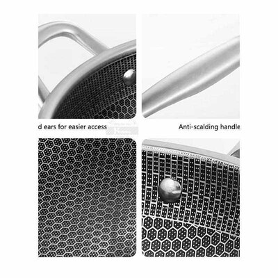 New Stainless Steel Wok Honeycomb Non-stick Pan Without Oil