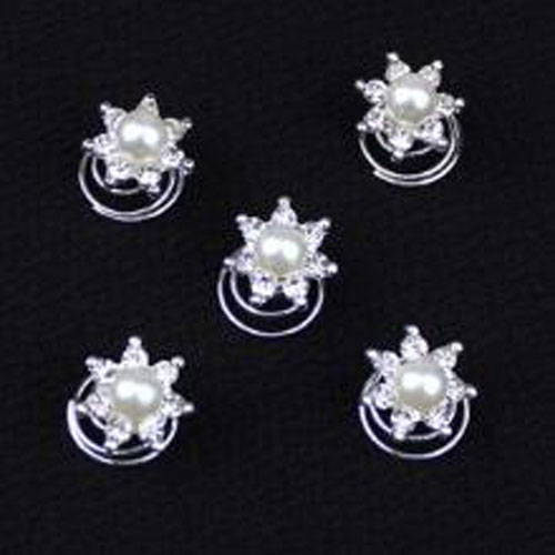 12pcs/Lot Wedding Bridal Crystal Faux Pearl Flower Hair Pins