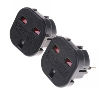 2pcs New UK To European Plug Adapter Socket Plug Converter T