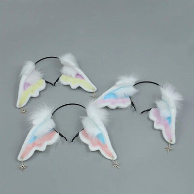 Kawaii Animal Faux Fur Angel Wings Ears Headband Cosplay