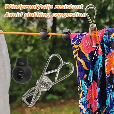 8 Meters Clothesline Retractable Washing Line Travel Clothes