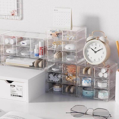 Clear Acrylic Storage Box with Dust-Proof, Partitioned, High
