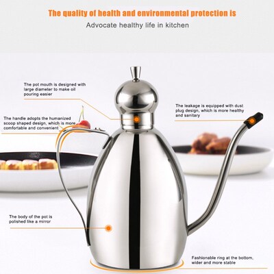 Olive Oil Vinegar Dispenser Jar Stainless Steel Seasoning Po