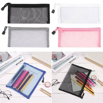 Simple Transparent Mesh Document Bag Transparent Zipper Stat