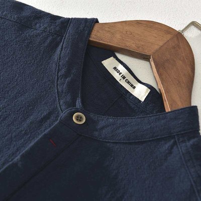 RC210-Mens Cotton Linen Wrinkle Linen Short Sleeve Shirt