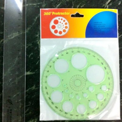 1 Pcs Stationery 360 Degree Round Ruler Transparent Circle O