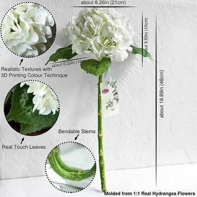 Hydrangea Artificial Flowers Real Touch Latex 21 inch Large