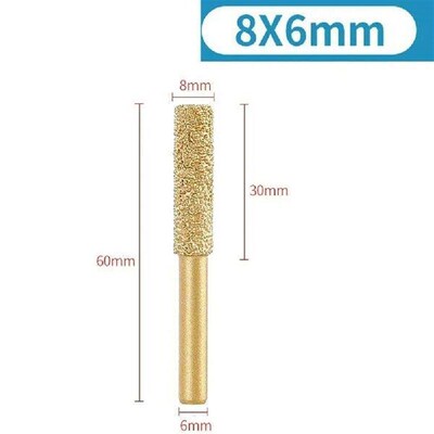 6mm Shank Vacuum Brazed Diamond Burr Head Grinding Rotary