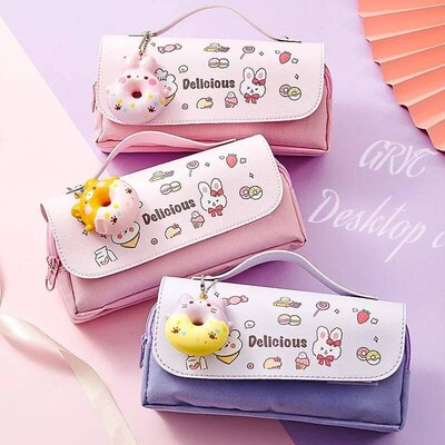 3D Kawaii Pencil Bag 3 Layers Astronaut Pencil Case Pouch Cu