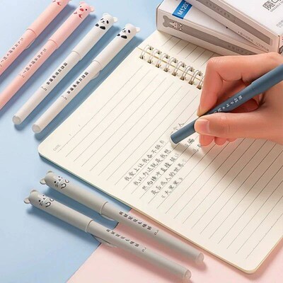 12pcs Animals Panda Erasable Gel Pen 0.5mm Blue Black Erasab
