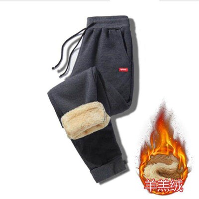Winter warm lambswood sweatpants men	s Plush thickene